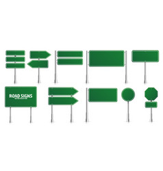 Road green traffic sign blank board with place Vector Image