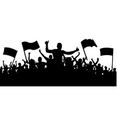People celebrate silhouette cheer youth crowd Vector Image