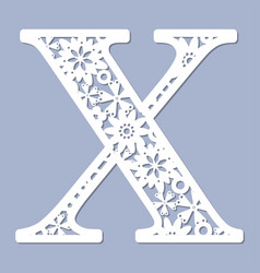 Template for laser cutting spruce branch Vector Image