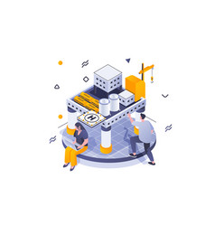 Isometric oil barrels with falling graph Vector Image