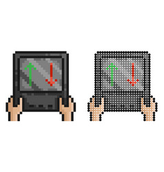 Pixel silhouette icon sports referee hand showing Vector Image