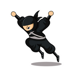 Cartoon black ninja ready to use sword as weapon Vector Image