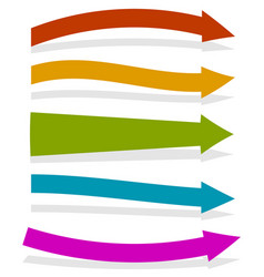 Colorful arrows pointing right 5 shape and colors Vector Image