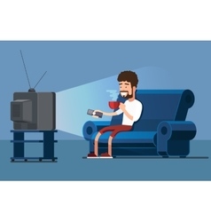 A young man watching tv Royalty Free Vector Image