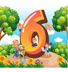 Young boy holding number one Royalty Free Vector Image