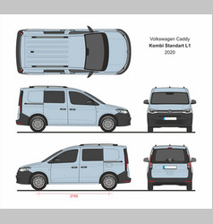 Vw caddy cargo standart white van 2020 Royalty Free Vector