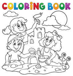 Coloring book with summer theme 1 Royalty Free Vector Image
