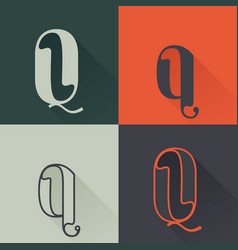 Vintage q letter logo with premium decoration Vector Image