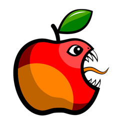 Crying red apple cartoon Royalty Free Vector Image