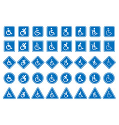 Handicap labels and signs disabled people icons Vector Image