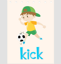 Flashcard with boy throwing ball Royalty Free Vector Image