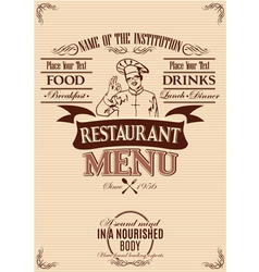 Template for the cover of menu with chef Vector Image