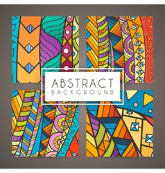 Set of four colorful intricate patterns doodle Vector Image