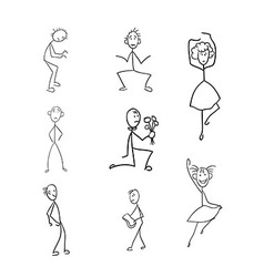 Person flying kite cartoon stick figure Royalty Free Vector
