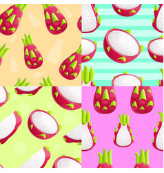 Pitaya pattern set cartoon style Royalty Free Vector Image