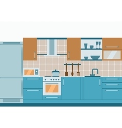 Flat of kitchen interior Royalty Free Vector Image