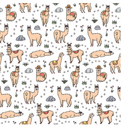 Happy lama seamless pattern Royalty Free Vector Image