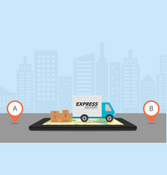 Online express delivery concept truck delivery Vector Image