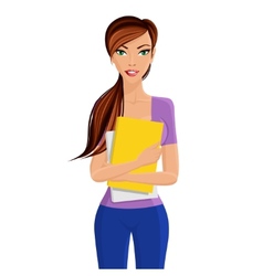 A brunette girl student character Royalty Free Vector Image