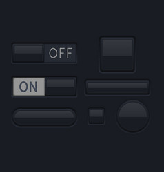 Black interface buttons 3d set of ui icons Vector Image