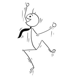 Cartoon stick figure happy man jumping Royalty Free Vector