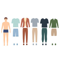 Paper doll boy in summer clothes and shoes Vector Image