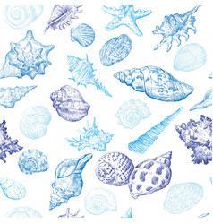 Sea seamless pattern with cute seashells Vector Image