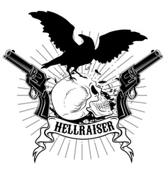 Dark evil heraldic raven with spread wings Vector Image