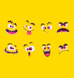 Cartoon faces emotions smirk expressions smile Vector Image