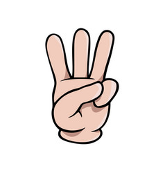 Human cartoon hand showing three fingers Vector Image