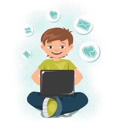 Cute boy using laptop computer Royalty Free Vector Image