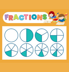 A math fractions worksheet Royalty Free Vector Image