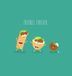 Falafel pita donner funny cute image Royalty Free Vector