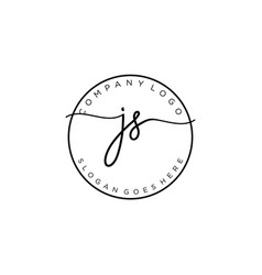 Js initial handwriting logo with circle template Vector Image