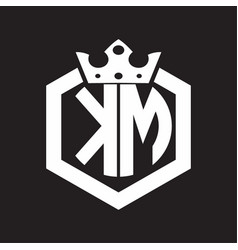 Km logo monogram with shield shape isolated Vector Image