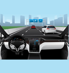 Self driving car on a road autonomous vehicle Vector Image