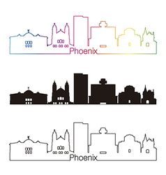 Montreal skyline linear style with rainbow Vector Image