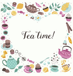 Tea time horizontal banner Royalty Free Vector Image