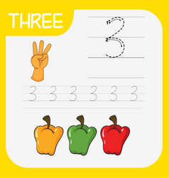 How to write number three worksheet Royalty Free Vector