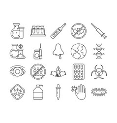 Set icons corona virus line style icon Royalty Free Vector