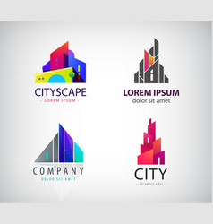 Set modern city logos business building Royalty Free Vector