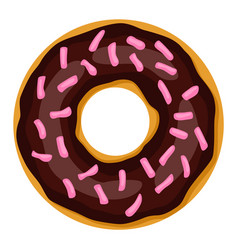 Donut top view sweet dessert into glaze for menu Vector Image