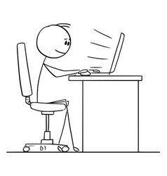 Cartoon smiling man or businessman typing Vector Image
