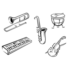 Retro musical instruments set realistic design Vector Image