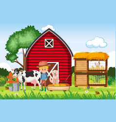 Farm horizontal landscape scene with animals Vector Image