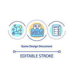 Game design document concept icon Royalty Free Vector Image