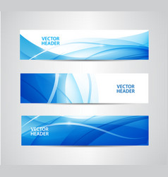 Set of abstract blue wavy headers water Royalty Free Vector