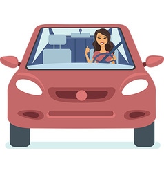 Woman driving red car Royalty Free Vector Image