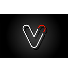 Grunge white red black alphabet letter v logo Vector Image