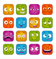 Funny carton square faces set colorful emoji Vector Image